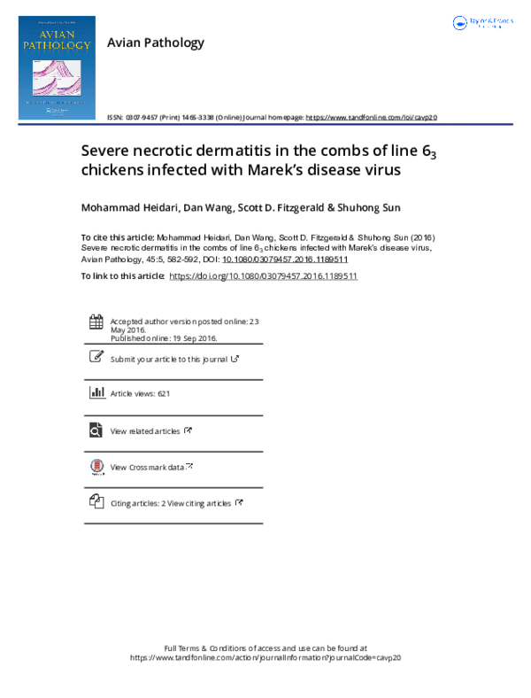 (PDF) Severe necrotic dermatitis in the combs of line 6-3 chickens ...