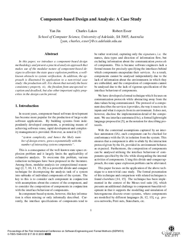 (PDF) Component-based design and analysis: a case study