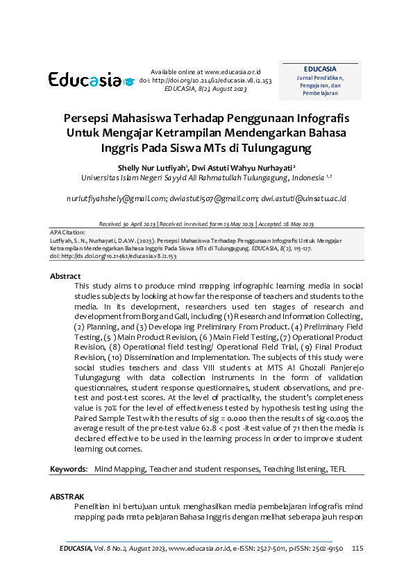 (PDF) Persepsi Mahasiswa Terhadap Penggunaan Infografis Untuk Mengajar Ketrampilan Mendengarkan ...