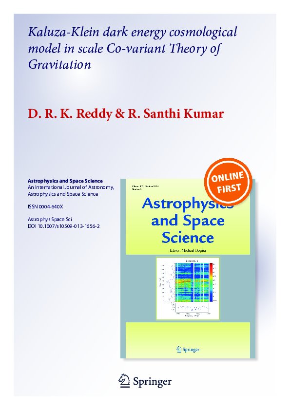 (PDF) Kaluza-Klein dark energy cosmological model in scale Co-variant Theory of Gravitation