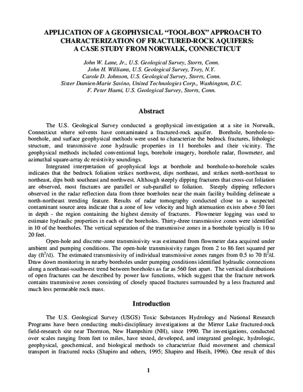 (PDF) Application of a Geophysical “Tool‐Box” Approach to ...