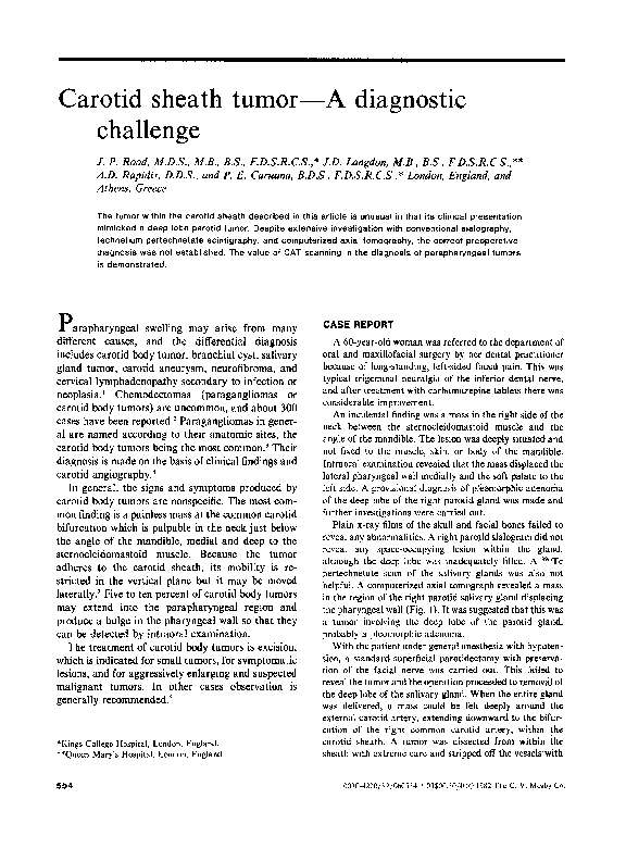 (PDF) Carotid sheath tumor—A diagnostic challenge
