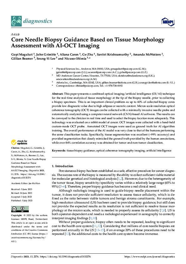 (PDF) Core Needle Biopsy Guidance Based on Tissue Morphology Assessment ...
