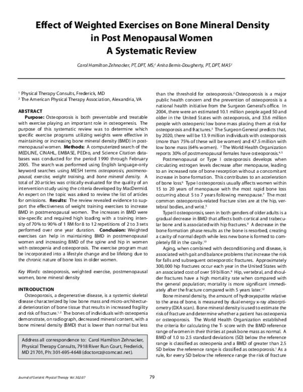 (PDF) The Effect of Weighted Exercises on Bone Mineral Density in Post ...