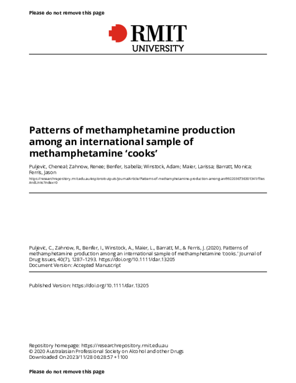 (PDF) Patterns of methamphetamine production among an international ...