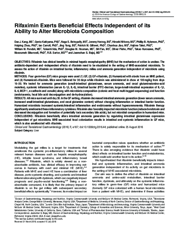 (PDF) Rifaximin Exerts Beneficial Effects Independent of its Ability to ...