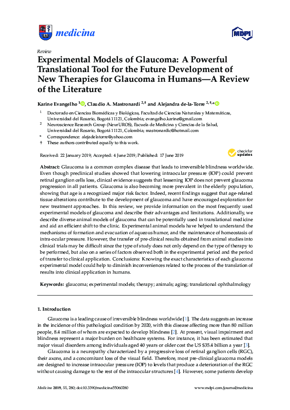 (PDF) Experimental Models of Glaucoma: A Powerful Translational Tool ...