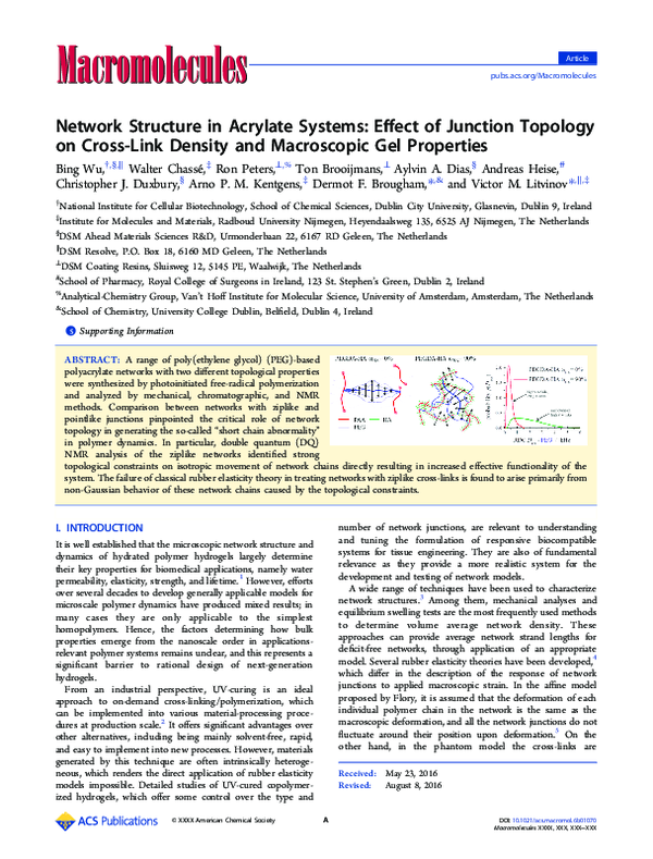 (PDF) Network Structure in Acrylate Systems: Effect of Junction Topology on Cross-Link Density ...