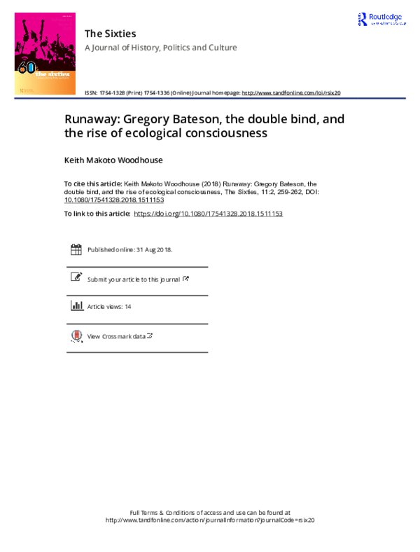 (PDF) Runaway: Gregory Bateson, the Double Bind, and the Rise of ...