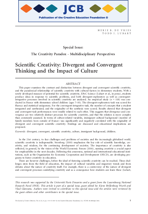 (PDF) Scientific Creativity: Divergent and Convergent Thinking and the ...