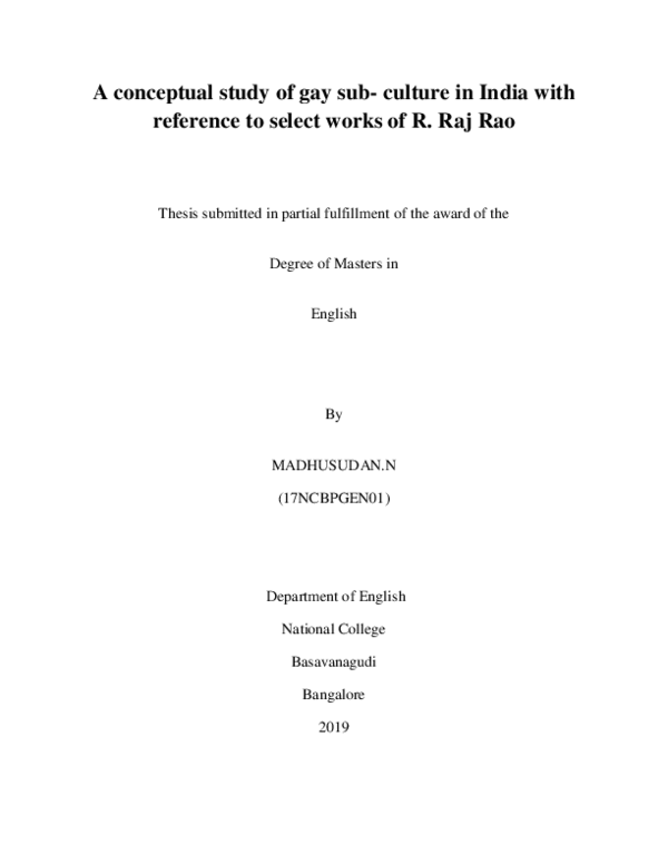 (PDF) A conceptual study of gay sub- culture in India with reference to ...