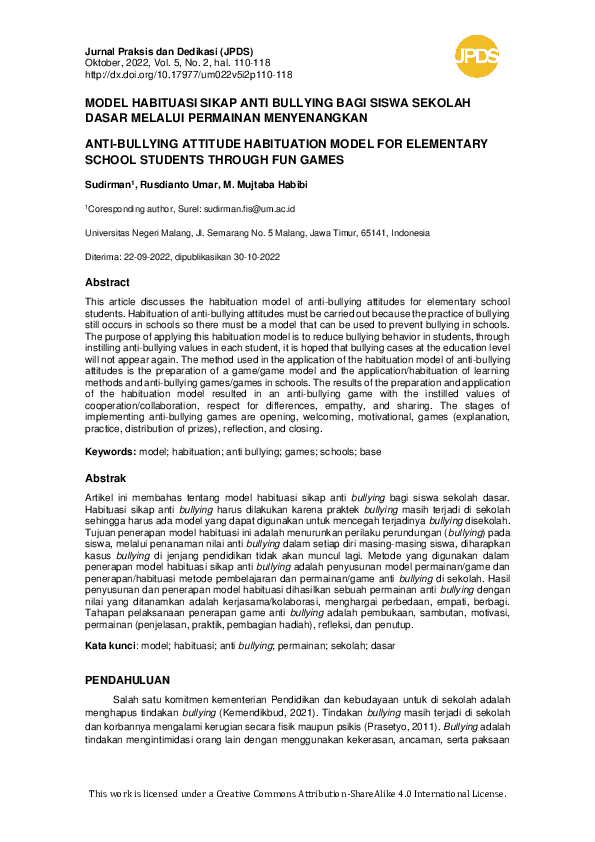 (PDF) Model Habituasi Sikap Anti Bullying Bagi Siswa Sekolah Dasar ...