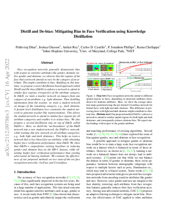 Pdf Distill And De Bias Mitigating Bias In Face Verification Using