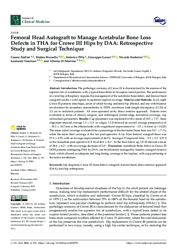 (PDF) Femoral Head Autograft to Manage Acetabular Bone Loss Defects in ...