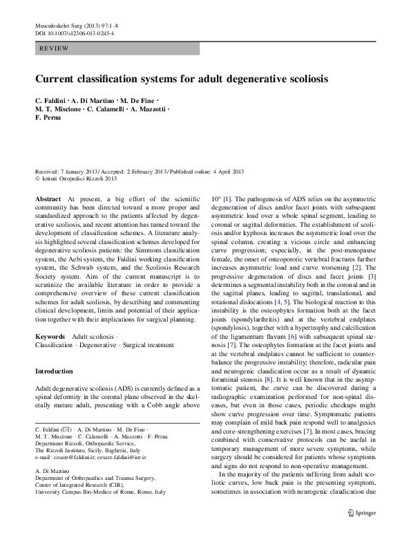 (PDF) Current classification systems for adult degenerative scoliosis ...