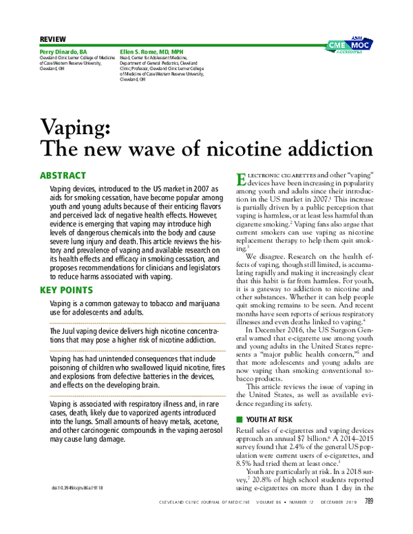 (PDF) Vaping: The new wave of nicotine addiction