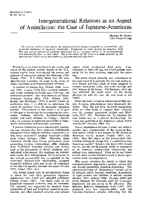 (PDF) Intergenerational Relations as an Aspect of Assimilation: the ...