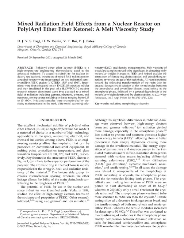 (PDF) Mixed radiation field effects from a nuclear reactor on poly(aryl ...