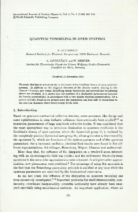(PDF) Quantum Tunneling in Open Systems