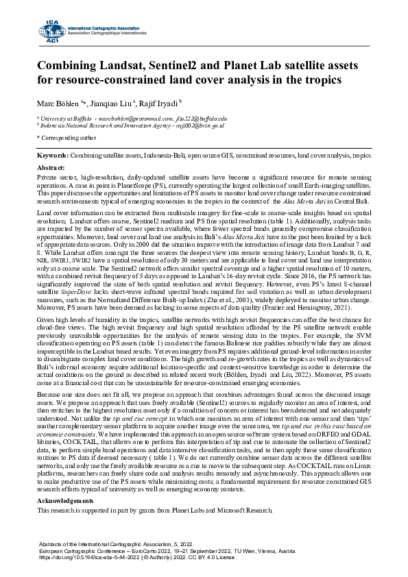 (PDF) Combining Landsat, Sentinel2 and Planet Lab satellite assets for resource-constrained land ...