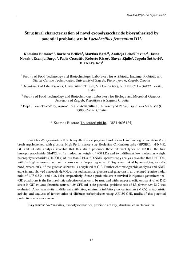 (PDF) Structural characterisation of the novel exopolysaccharide biosynthesised by potential ...