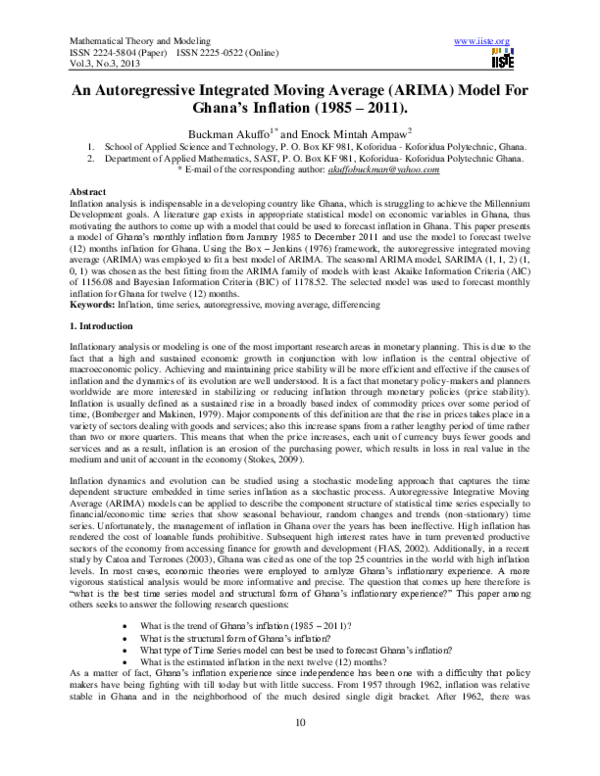 (PDF) An Autoregressive Integrated Moving Average (ARIMA) Model For ...