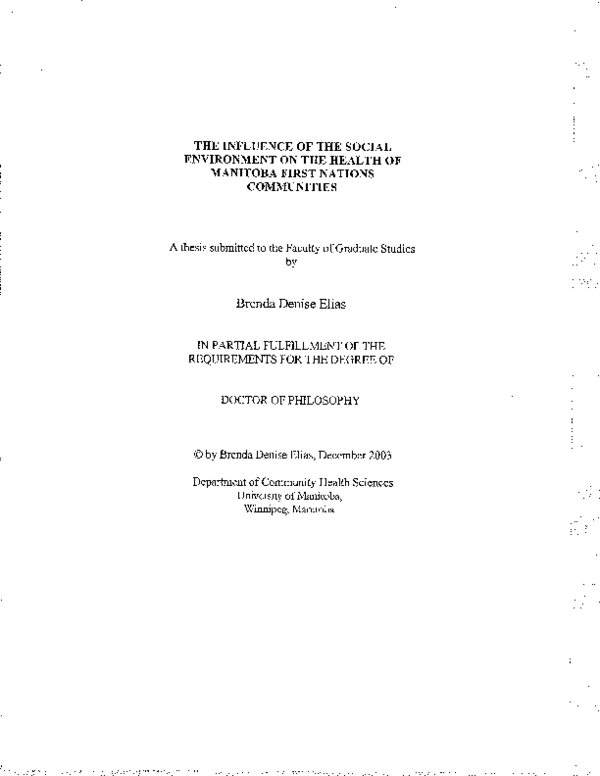 (PDF) The influence of the social environment on the health of Manitoba ...