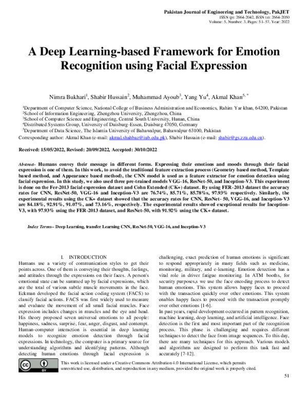 (PDF) Deep Learning based Framework for Emotion Recognition using ...