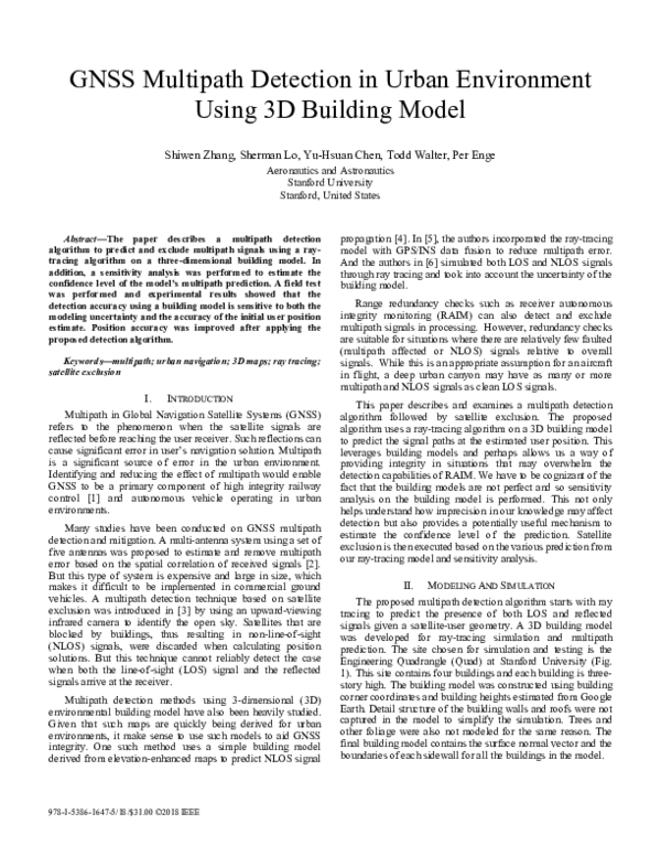 (PDF) GNSS multipath detection in urban environment using 3D building model