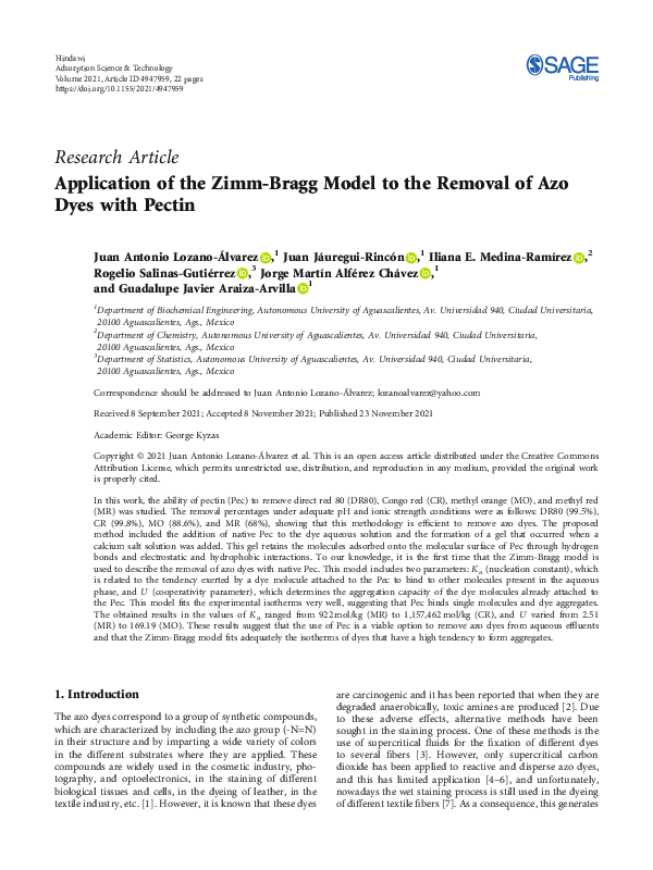 (PDF) Application of the Zimm-Bragg Model to the Removal of Azo Dyes ...