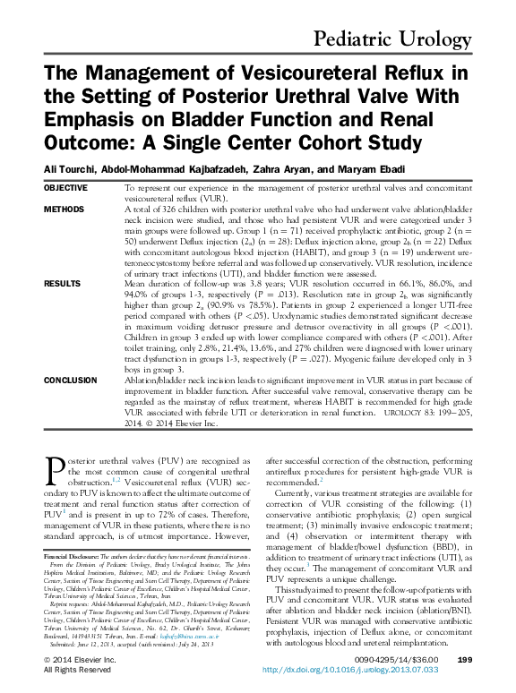 (PDF) The Management of Vesicoureteral Reflux in the Setting of ...