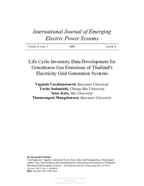 (PDF) Life Cycle Inventory Data Development for Greenhouse Gas ...