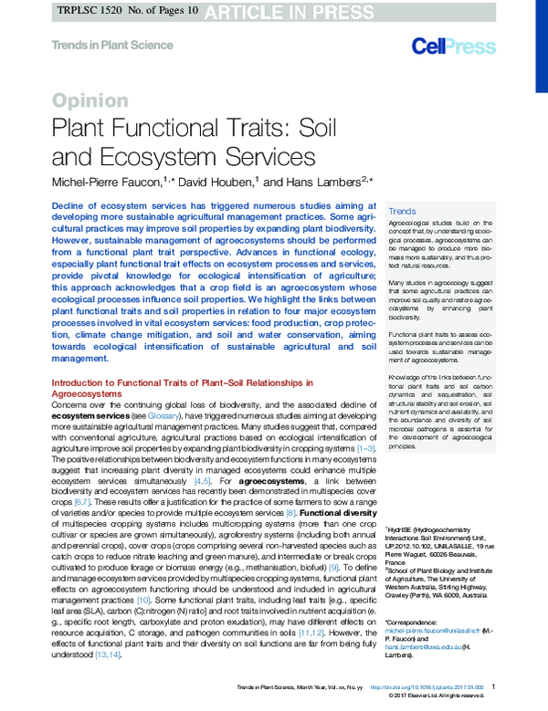 (PDF) Plant Functional Traits: Soil and Ecosystem Services