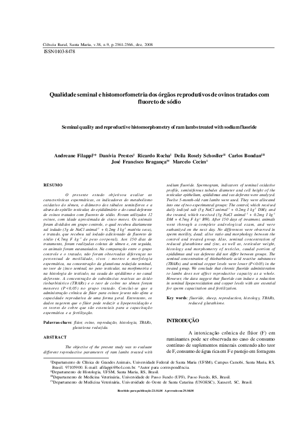 (PDF) Qualidade seminal e histomorfometria dos órgãos reprodutivos de ...