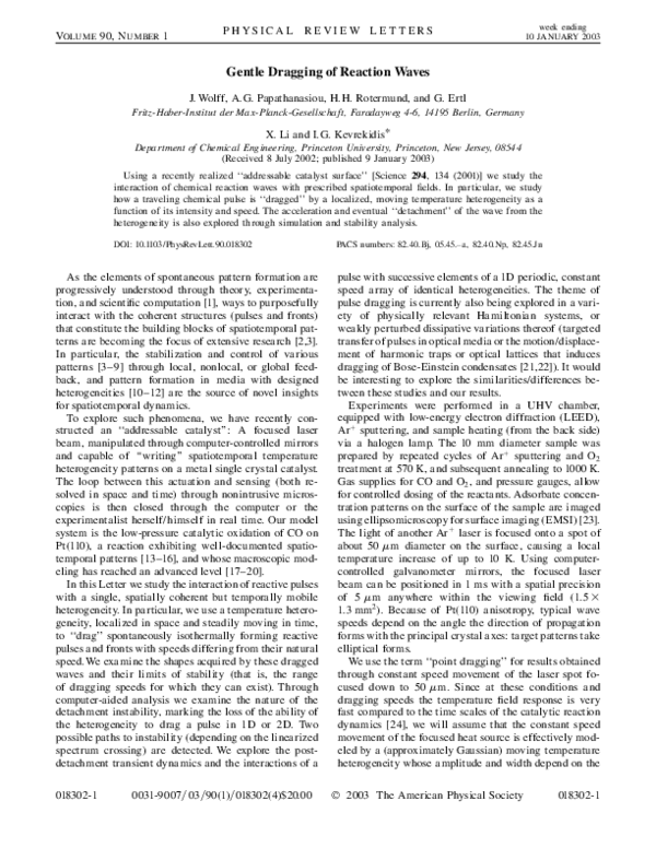 (PDF) Gentle Dragging of Reaction Waves
