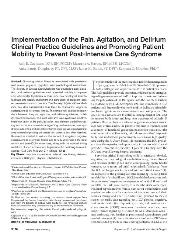 (PDF) Implementation of the Pain, Agitation, and Delirium Clinical ...