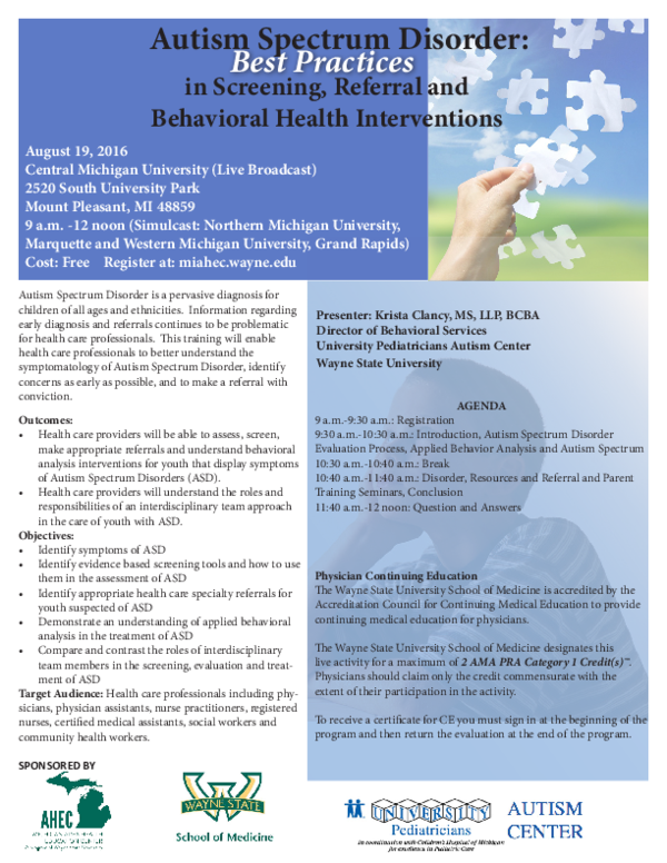 (PDF) Autism Spectrum Disorder: Best Practices in Screening, Referral ...