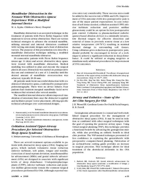 (PDF) Mandibular Distraction in the Neonate With Obstructive Apnea ...