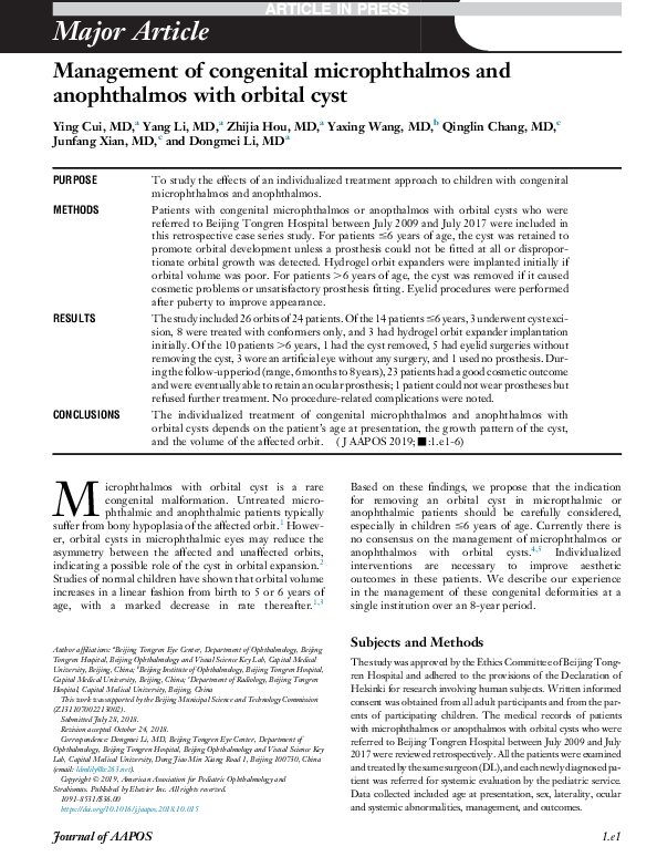 (PDF) [Management of congenital microphthalmos and anophthalmos]