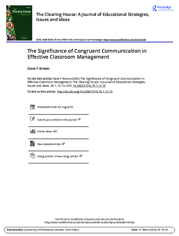 (PDF) The Significance of Congruent Communication in Effective ...