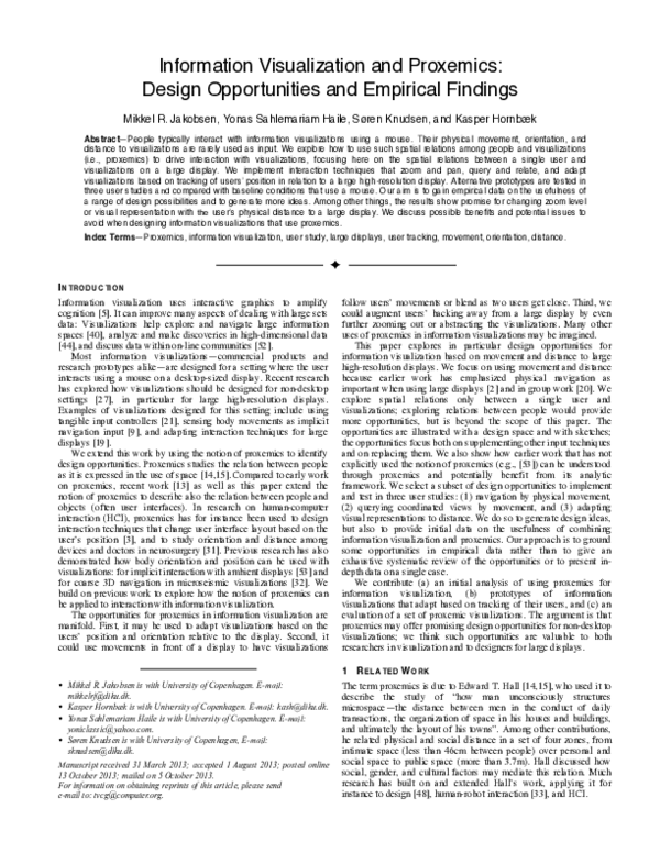 (PDF) Information Visualization and Proxemics: Design Opportunities and ...