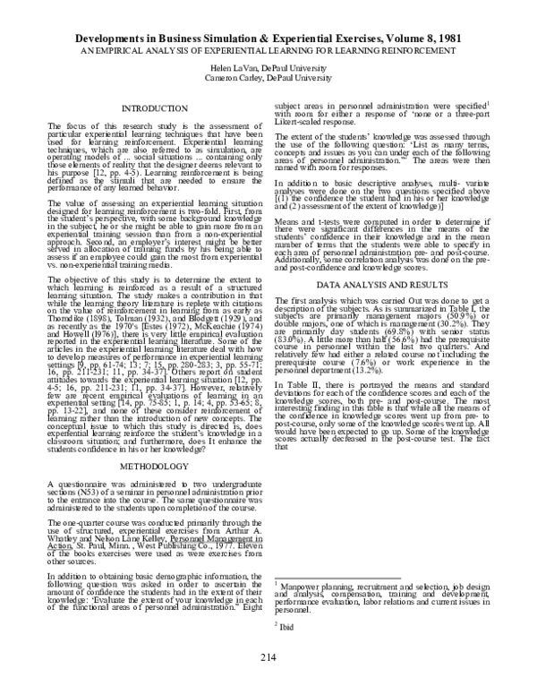 (PDF) An Empirical Analysis of Experiential Learning for Learning ...