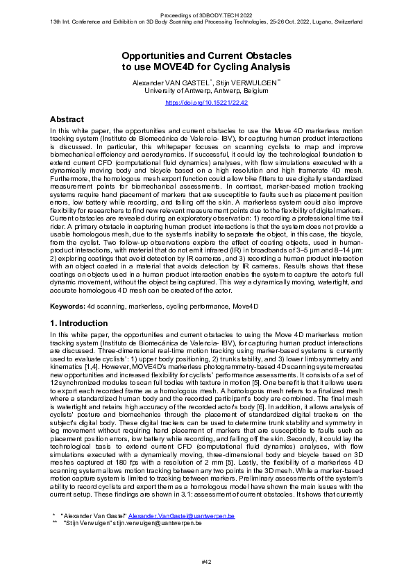 (PDF) Opportunities and Current Obstacles to Use MOVE4D for Cycling ...