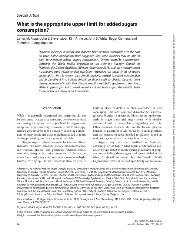 (PDF) What is the appropriate upper limit for added sugars consumption?