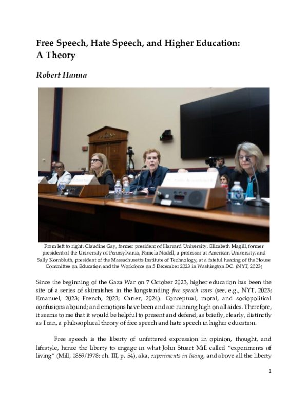(PDF) Free Speech, Hate Speech, and Higher Education: A Theory ...