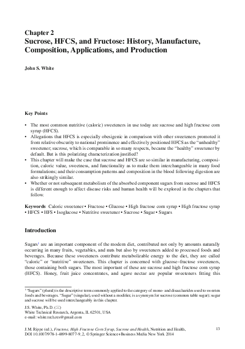 (PDF) Sucrose, HFCS, and Fructose: History, Manufacture, Composition ...