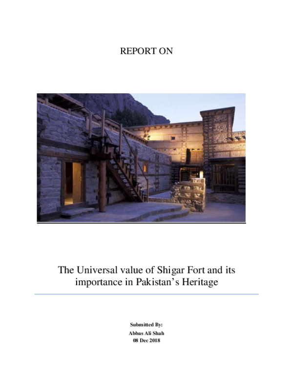 (PDF) The Universal value of Shigar Fort and its importance in Pakistan ...