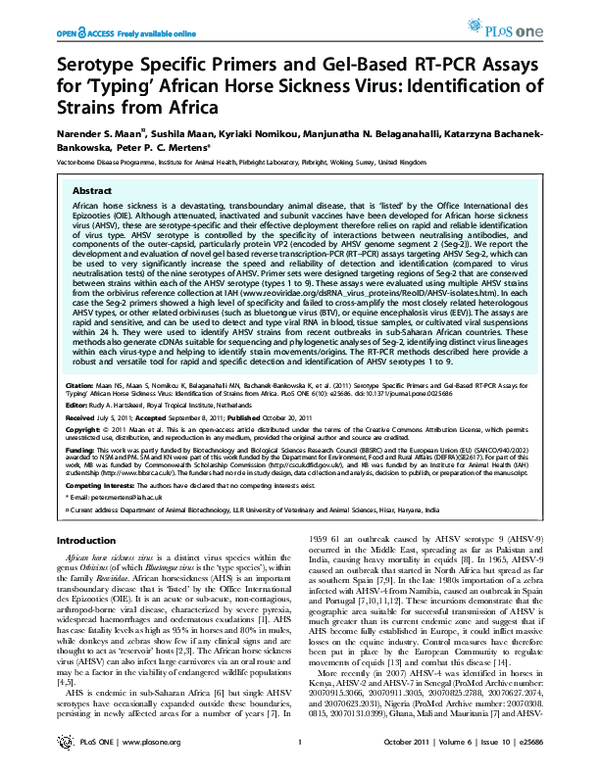 (PDF) Serotype Specific Primers and Gel-Based RT-PCR Assays for ‘Typing ...