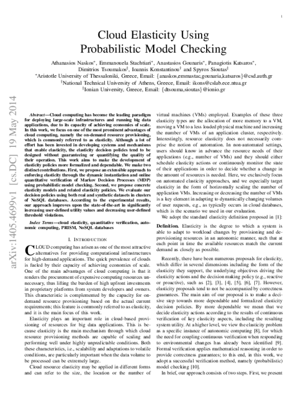 (PDF) Cloud elasticity using probabilistic model checking