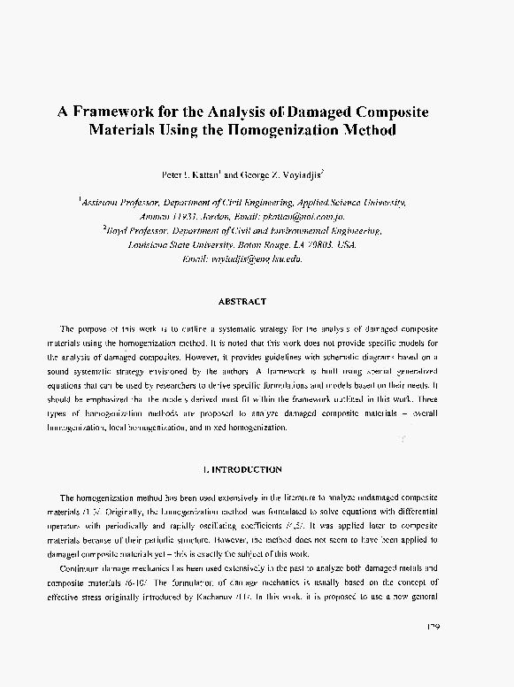 (PDF) A Framework for the Analysis of Damaged Composite Materials Using ...